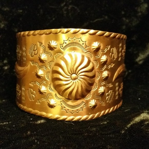 No Brand | Jewelry | Vintage Copper Wide Aztec Design Cuff Bracelet ...